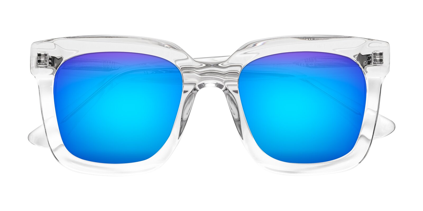 Clear Oversized Acetate Square Mirrored Sunglasses with Blue Sunwear ...