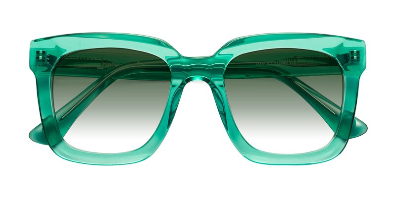 Green Oversized Acetate Square Gradient Sunglasses with Green Sunwear ...