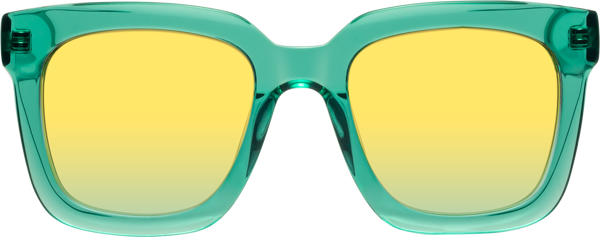 Green Oversized Acetate Square Gradient Sunglasses with Yellow / Blue ...