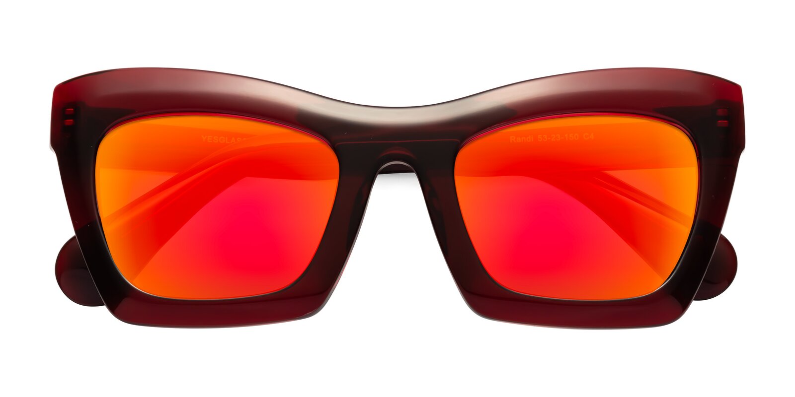 Wine Oversized Thick Butterfly Mirrored Sunglasses with Red Gold ...