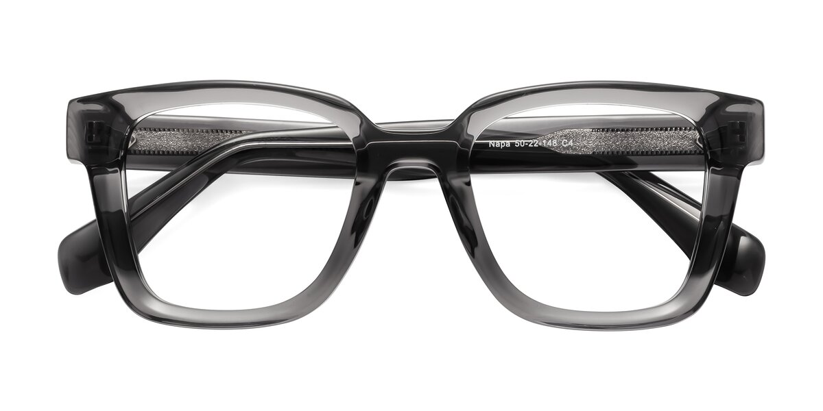 Translucent Gray Hipster Acetate Trapezoid Eyeglasses - Napa