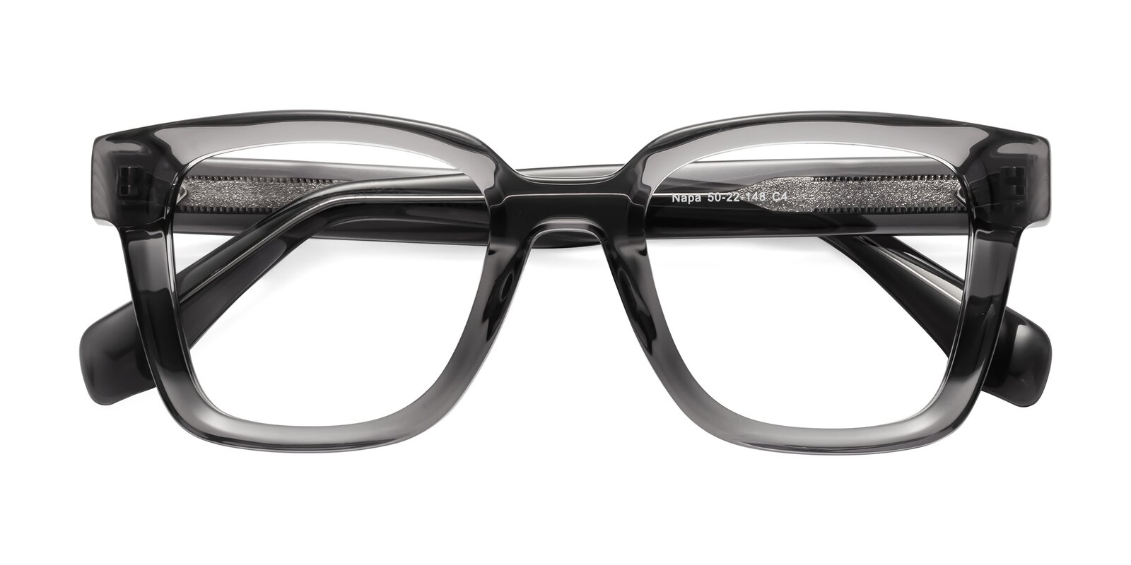 Translucent Gray Hipster Acetate Trapezoid Eyeglasses - Napa