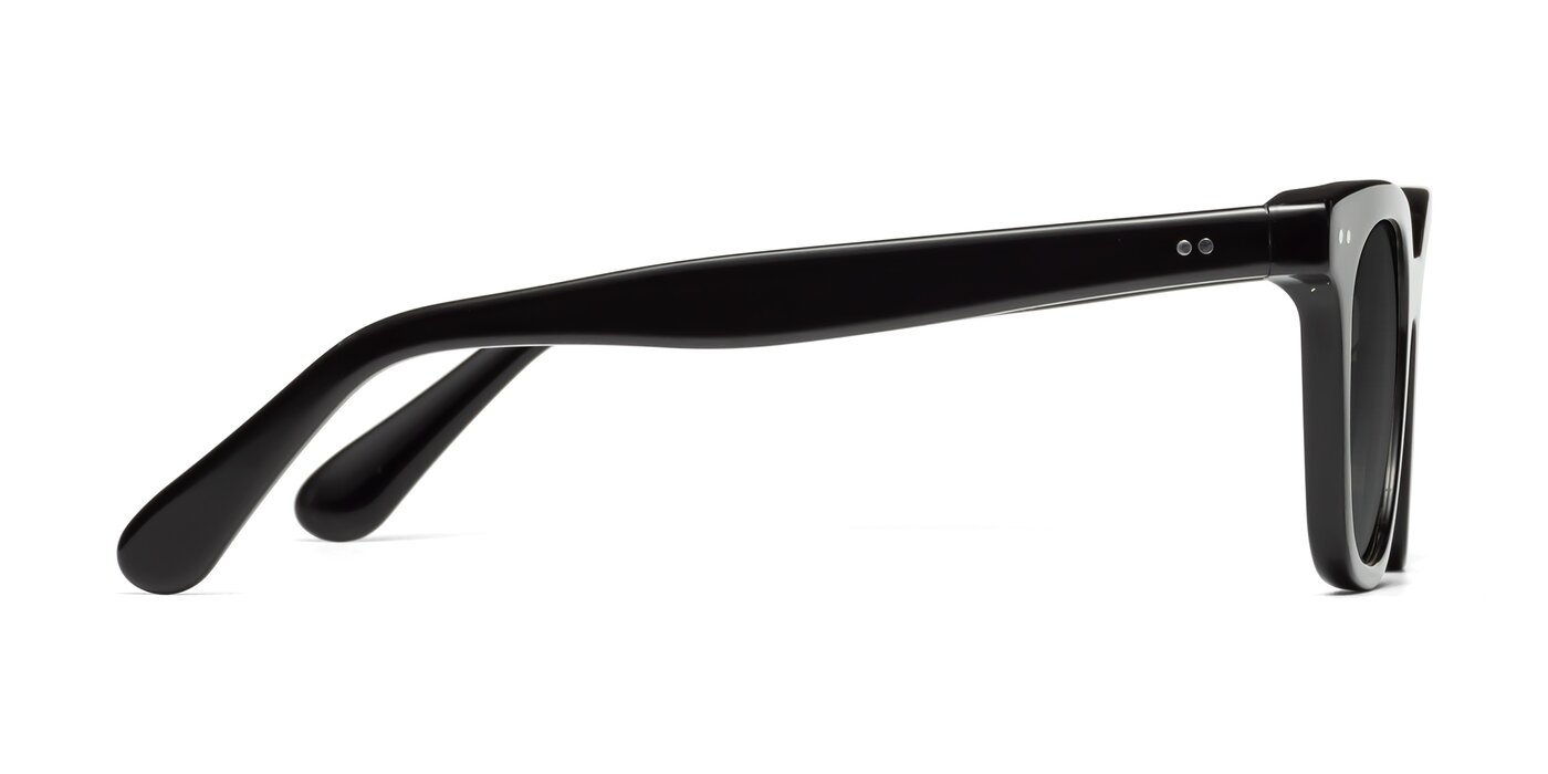 Black Classic Acetate Trapezoid Tinted Sunglasses with Gray Sunwear ...