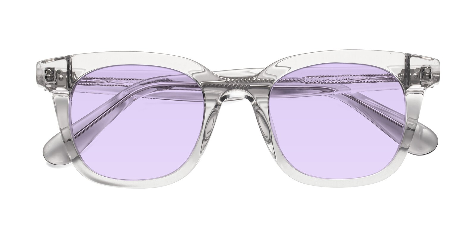 Clear Gray Classic Acetate Trapezoid Tinted Sunglasses with Light ...