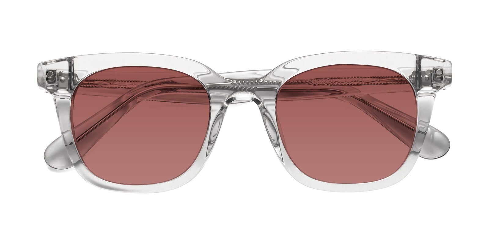 Clear Gray Classic Acetate Trapezoid Tinted Sunglasses with Garnet ...