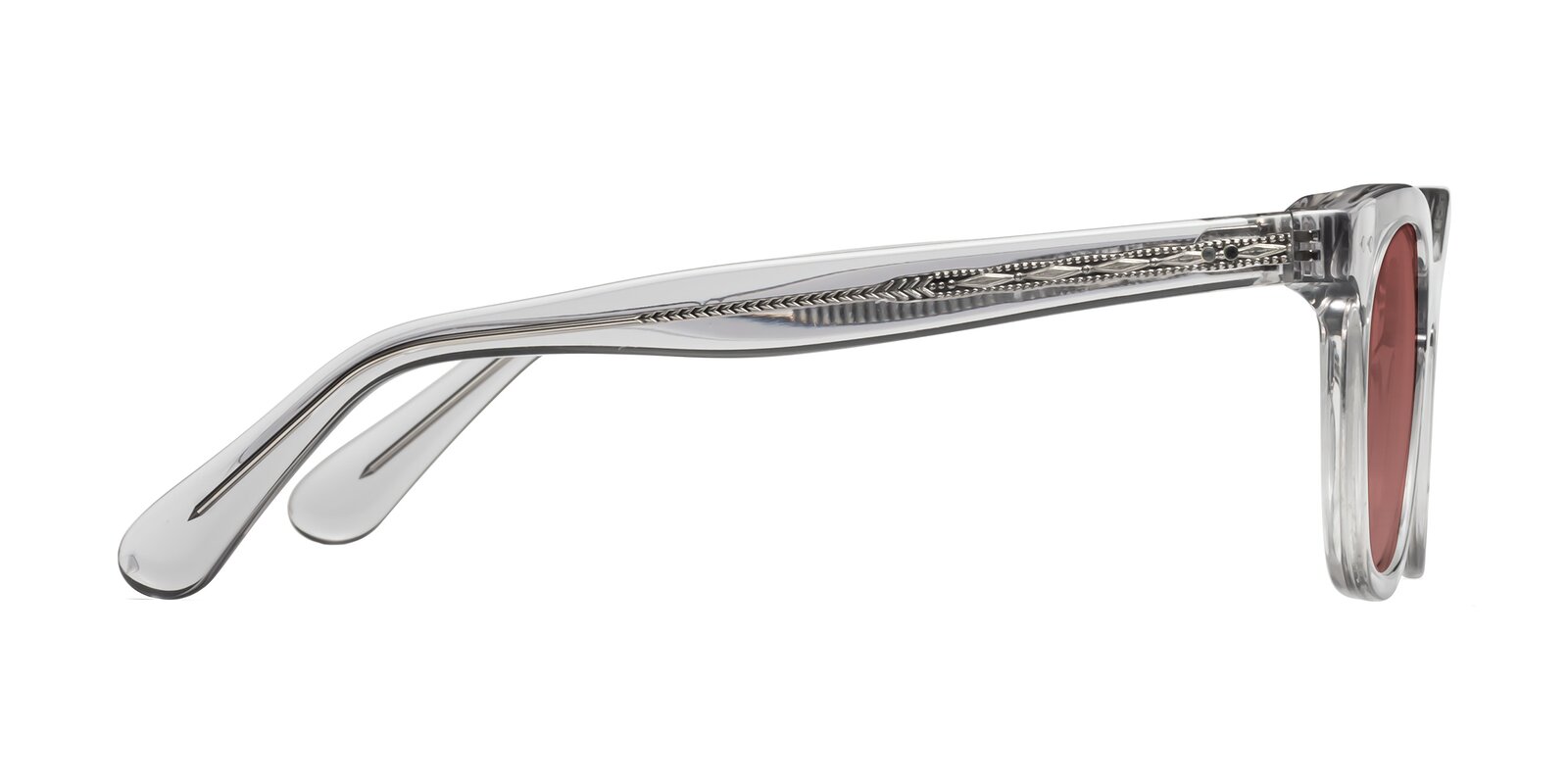 Clear Gray Classic Acetate Trapezoid Tinted Sunglasses with Garnet ...