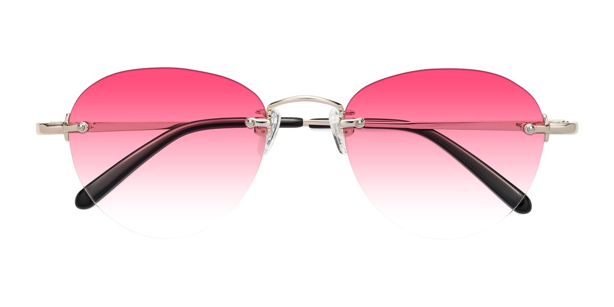 Light Gold Low Bridge Fit Lightweight Rimless Gradient Sunglasses with ...