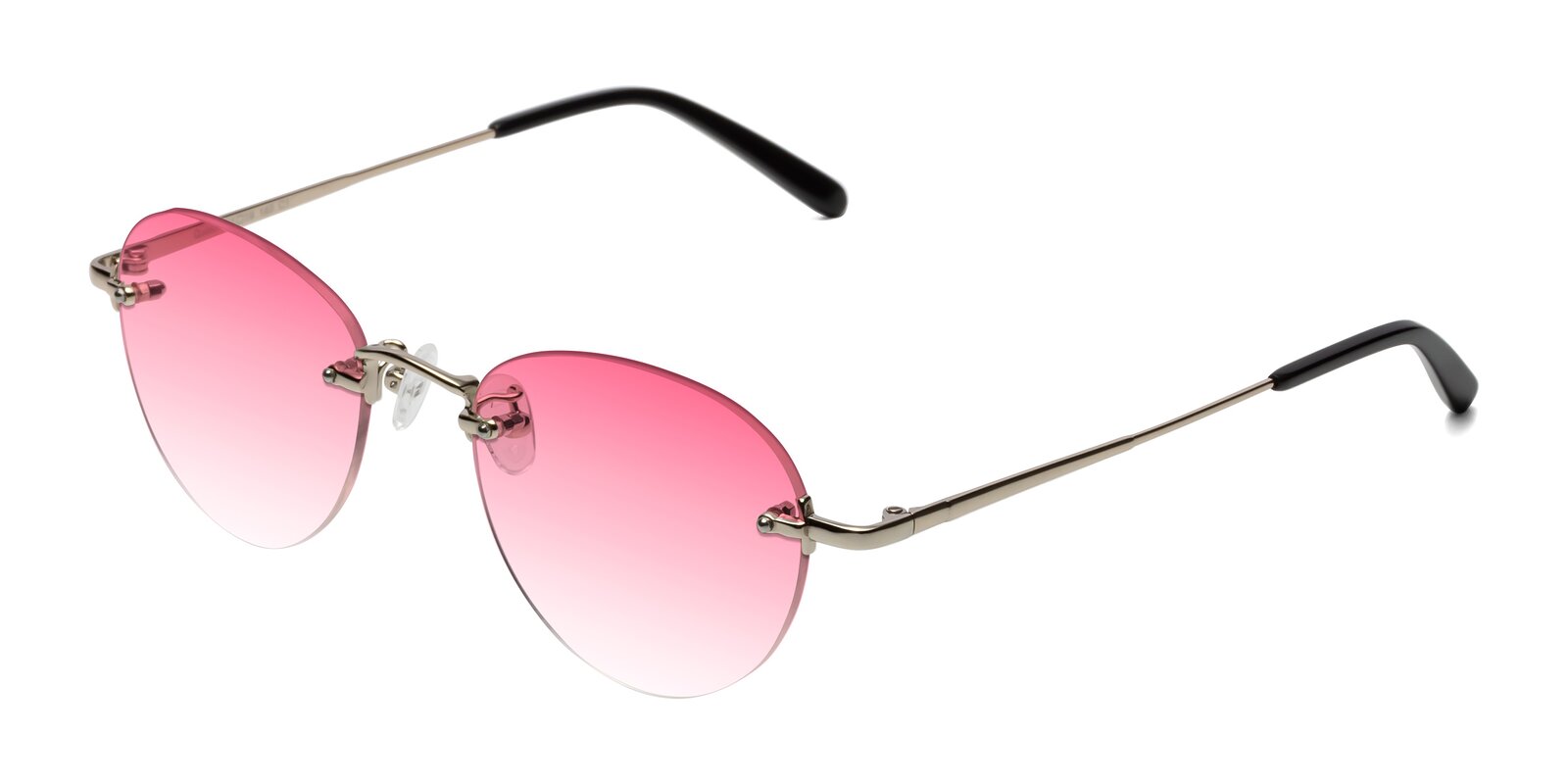 Light Gold Low Bridge Fit Lightweight Rimless Gradient Sunglasses with ...