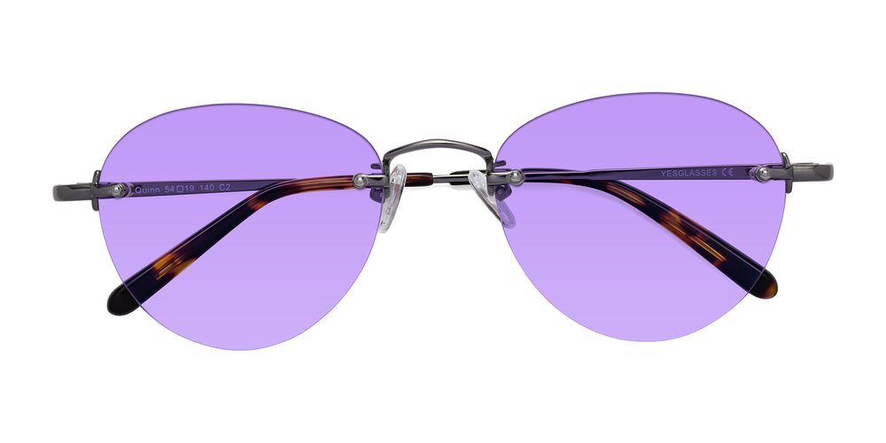 Gunmetal Low Bridge Fit Lightweight Rimless Tinted Sunglasses with ...