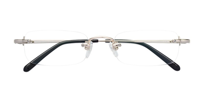 Silver Metal Rectangle Rimless Eyeglasses - 58076