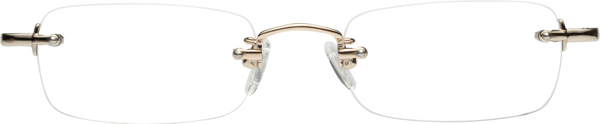 Light Gold Wide Rectangle Rimless Reading Glasses - Finn