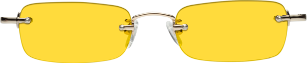 Light Gold Wide Rectangle Rimless Tinted Sunglasses with Yellow Sunwear ...