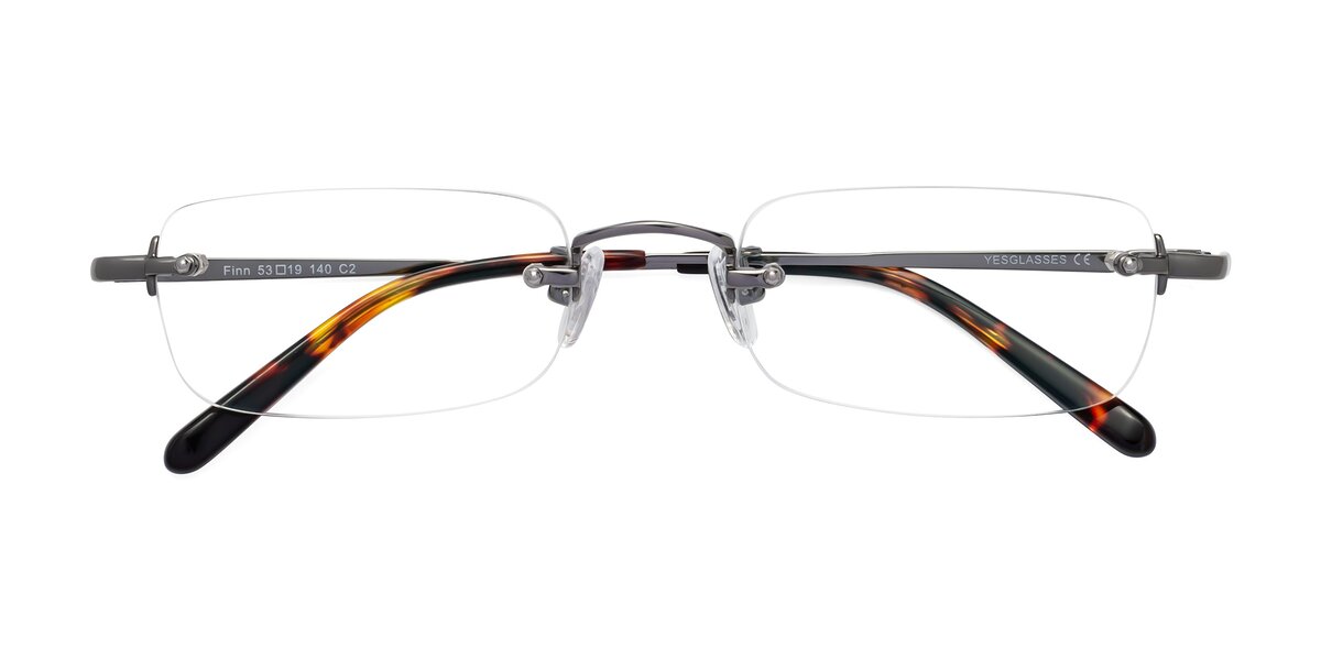 Silver Metal Rectangle Rimless Eyeglasses - 58076