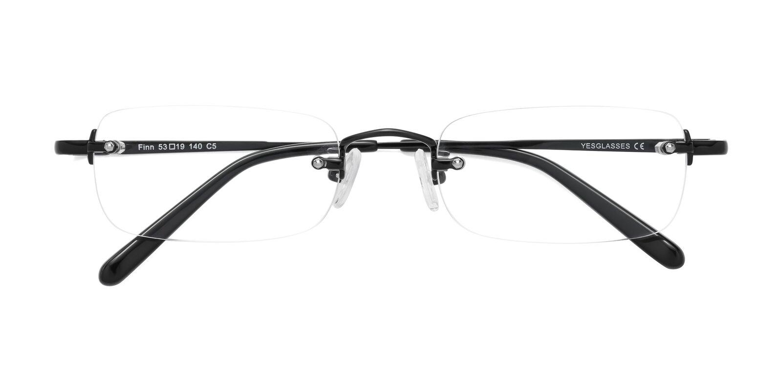 Black Wide Rectangle Rimless Eyeglasses - Finn