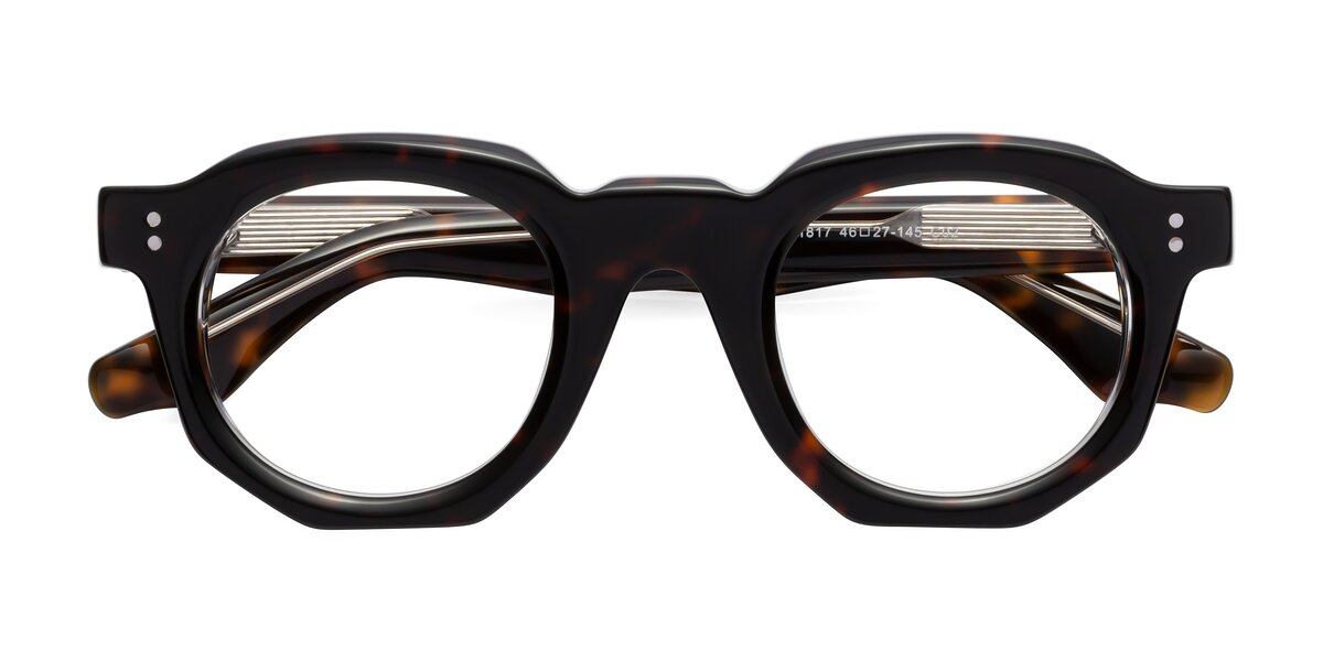 Tortoise Geek-Chic Acetate Geometric Eyeglasses - Clio