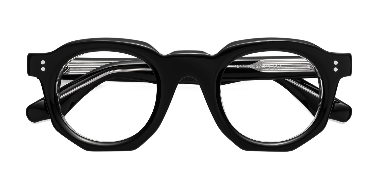 Black/Clear Geek-Chic Acetate Geometric Eyeglasses - Clio