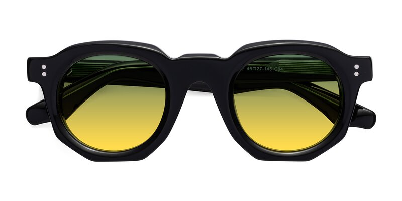 Neon Yellow Keyhole Bridge Retro-Vintage Round Gradient Sunglasses with ...