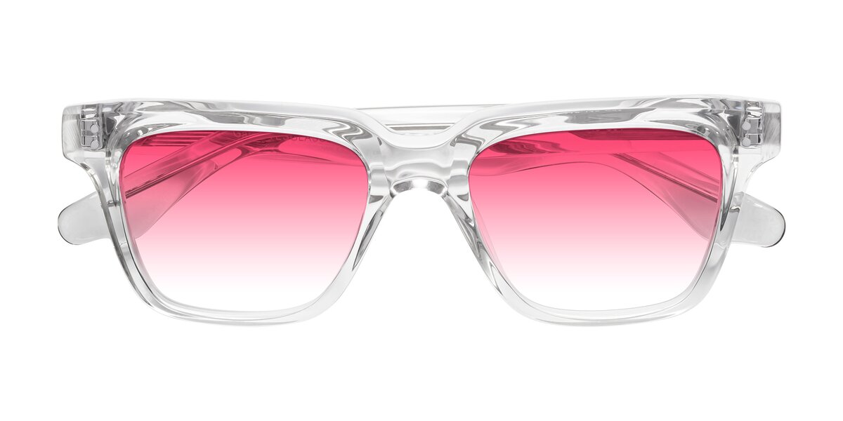 Clear Browline Acetate Trapezoid Gradient Sunglasses with Pink Sunwear ...