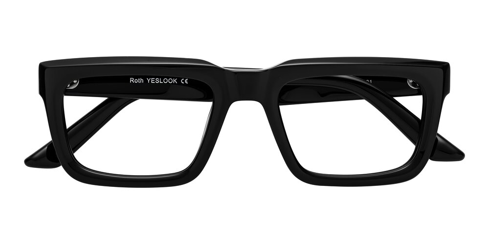 Black Thick Acetate Rectangle Eyeglasses - Roth