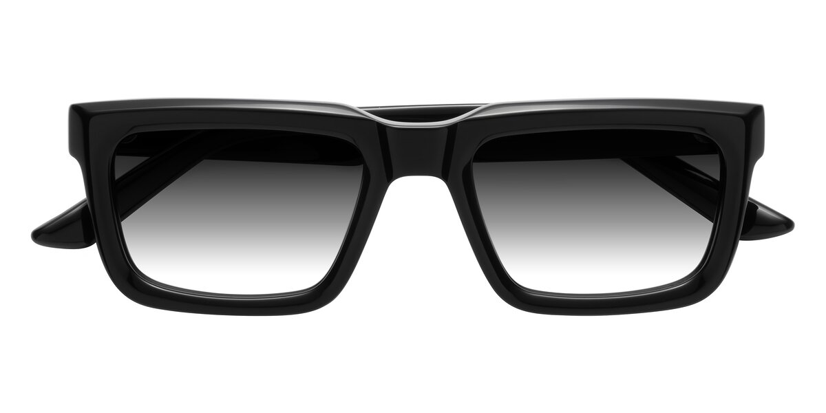Black Classic Acetate Square Gradient Sunglasses with Pink / Green ...