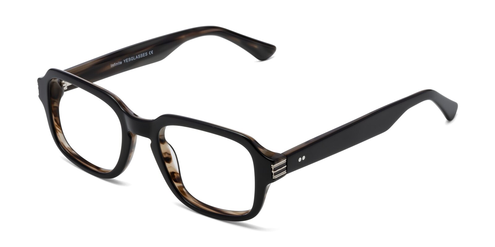 Black/Gray Moonstone Hipster Acetate Rectangle Eyeglasses - Infinite