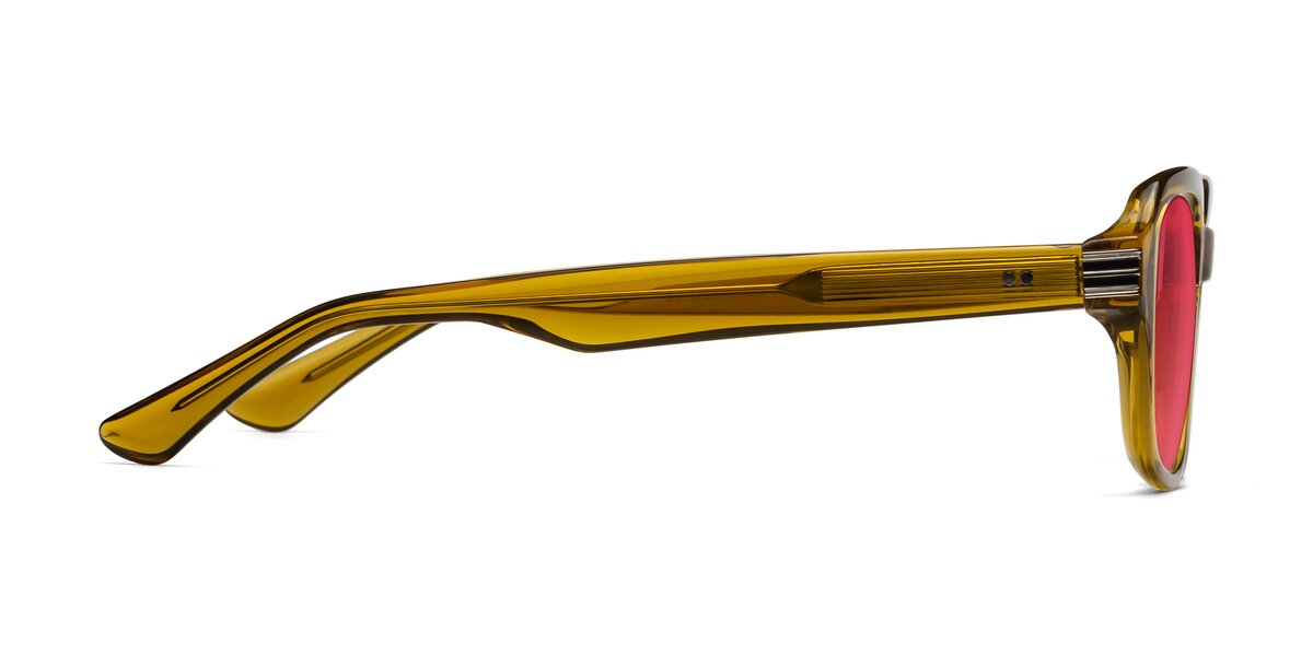 Amber Hipster Acetate Rectangle Tinted Sunglasses with Red Sunwear ...