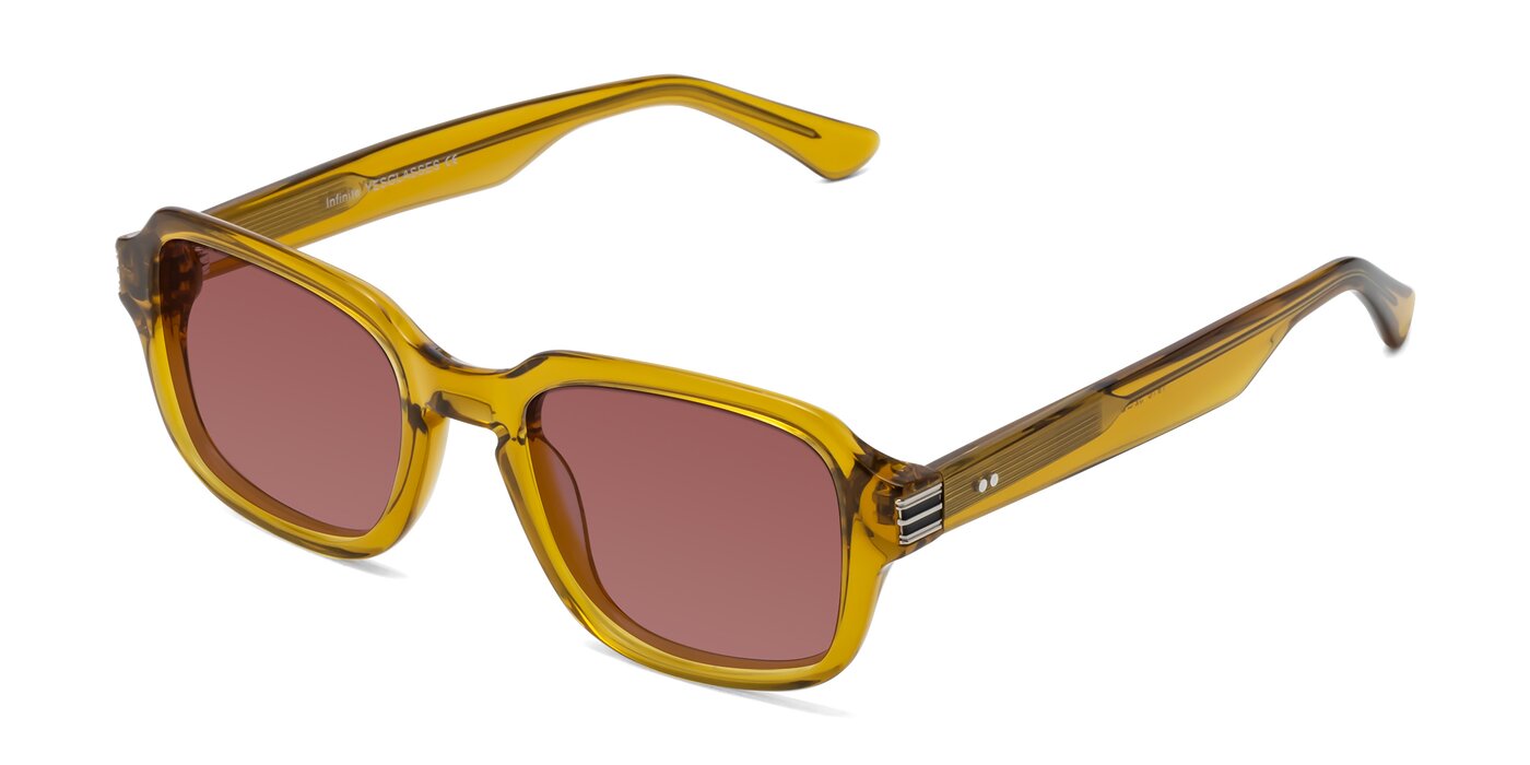 Amber Hipster Acetate Rectangle Tinted Sunglasses with Garnet Sunwear ...
