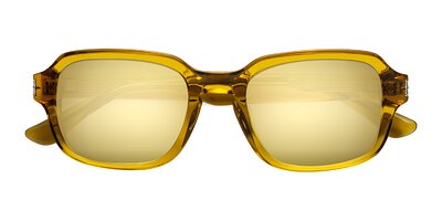 Black Thick Acetate Rectangle Mirrored Sunglasses with Silver Sunwear ...