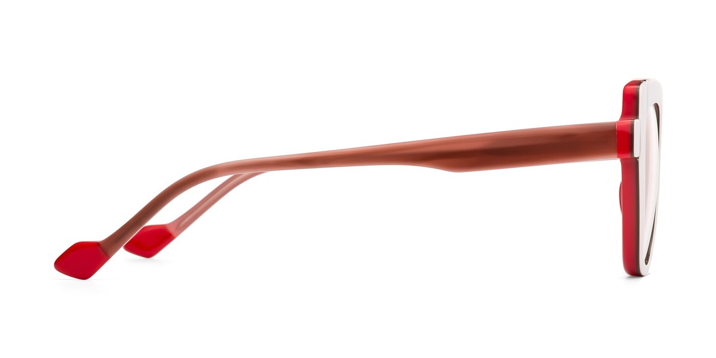 White/Red Hipster Acetate Butterfly Eyeglasses - Sato