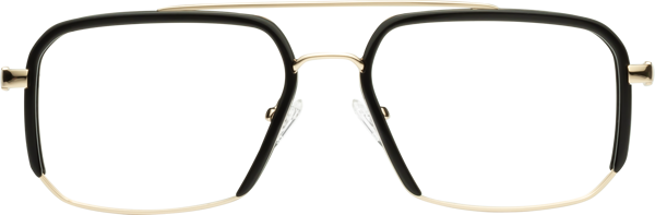Black/Gold Retro-Vintage Aviator Rectangle Eyeglasses - Dechter