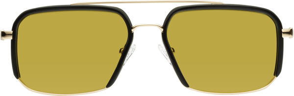 Black Double Bridge Metal Geometric Tinted Sunglasses with Brown ...