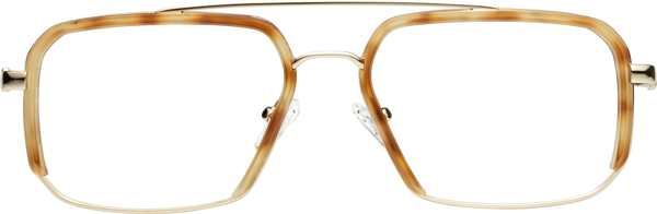 Yellow Tortoise/Gold Retro-Vintage Aviator Rectangle Eyeglasses - Dechter