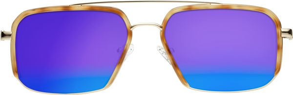 Yellow Tortoise/Gold Retro-Vintage Aviator Rectangle Mirrored ...