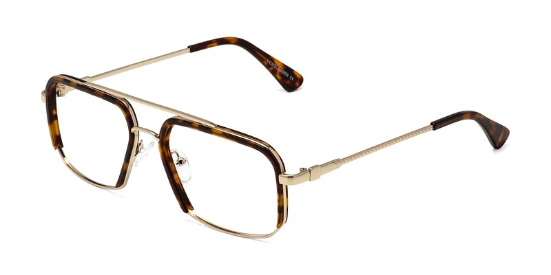Tortoise/Gold Retro-Vintage Aviator Rectangle Eyeglasses - Dechter