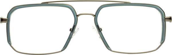 Teal/Gunmetal Retro-Vintage Aviator Rectangle Eyeglasses - Dechter