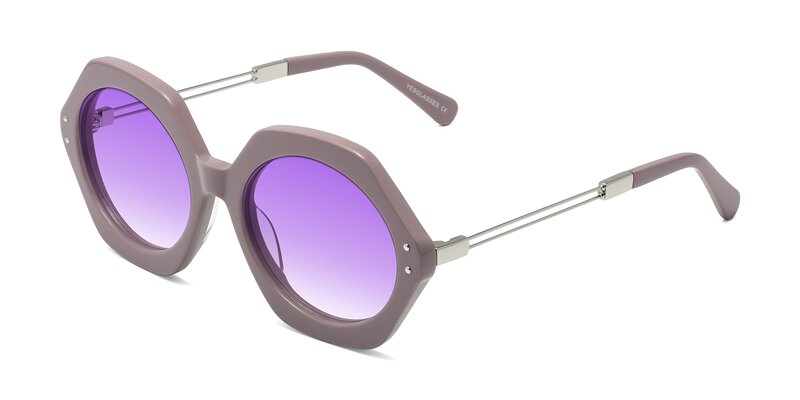 Opera Mauve Oversized Acetate Geometric Gradient Sunglasses with Purple ...