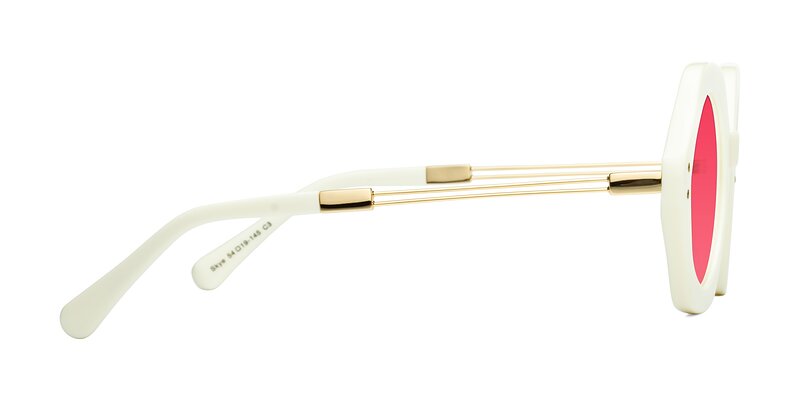 Ivory Oversized Acetate Geometric Tinted Sunglasses with Red Sunwear ...