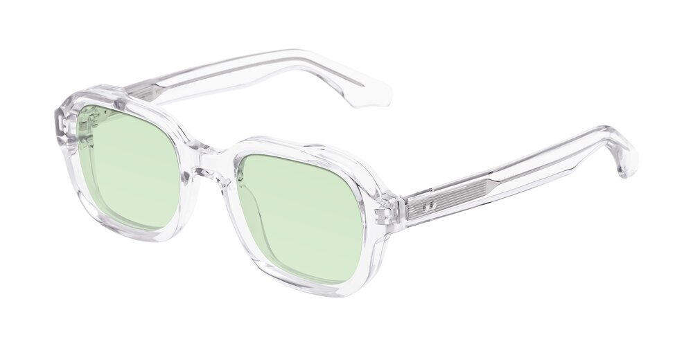 Clear Hipster Geek-Chic Square Tinted Sunglasses with Light Green ...