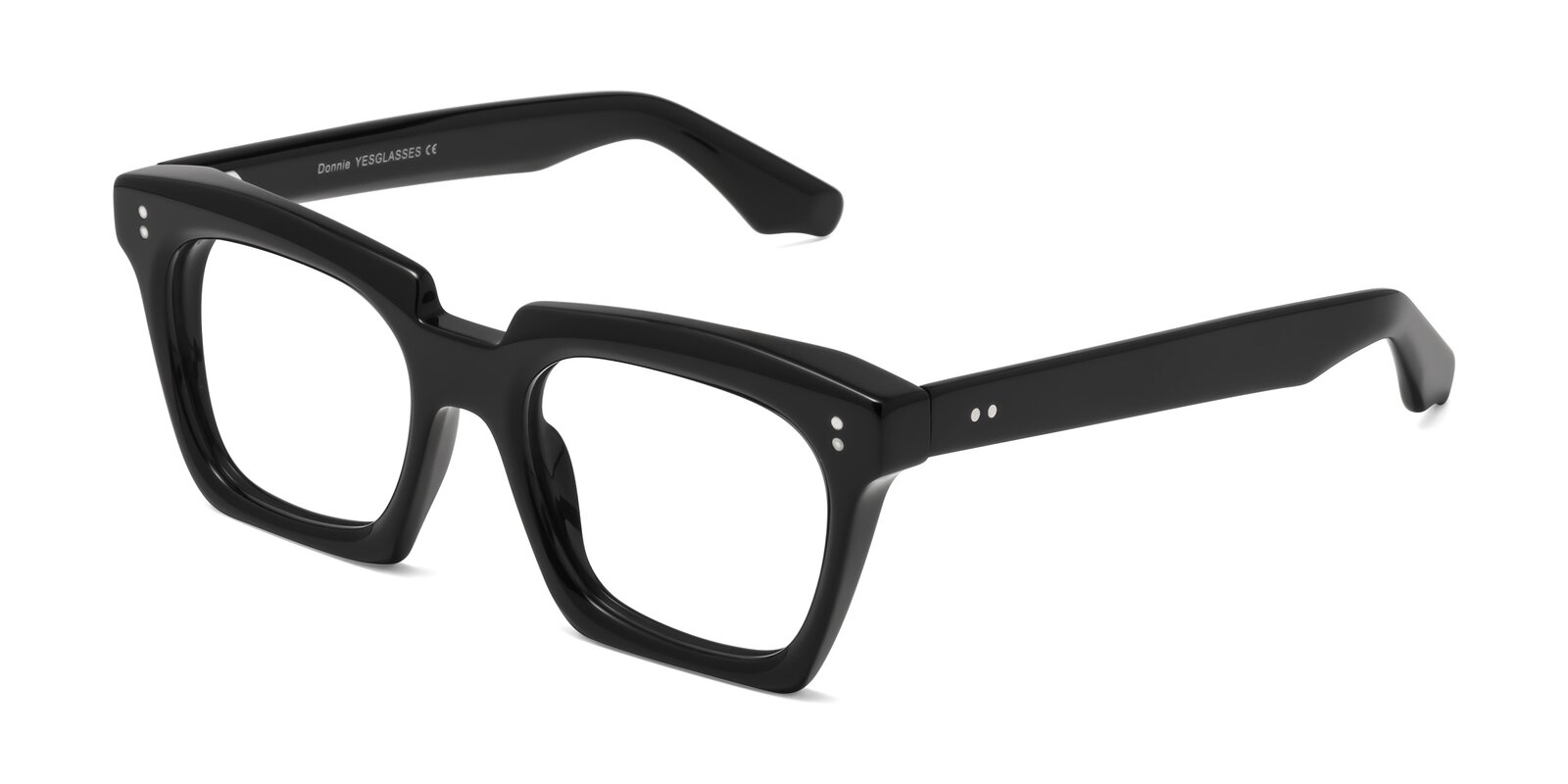 Black Thick Geek-Chic Trapezoid Eyeglasses - Donnie