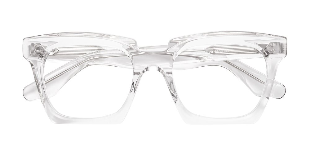 Clear Thick Geek-Chic Trapezoid Eyeglasses - Donnie