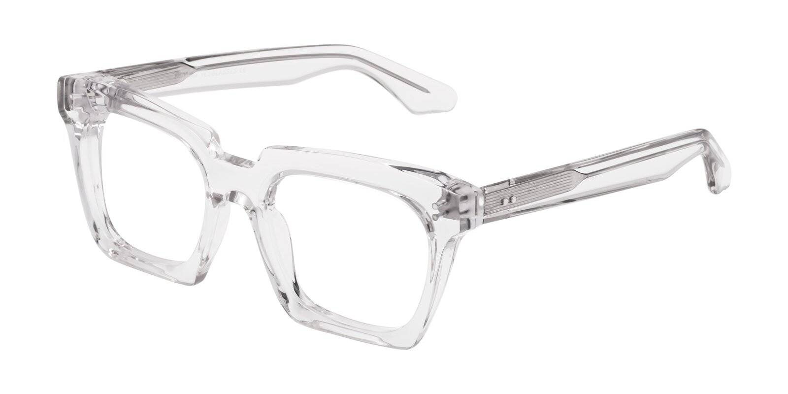 Clear Thick Geek-Chic Trapezoid Eyeglasses - Donnie