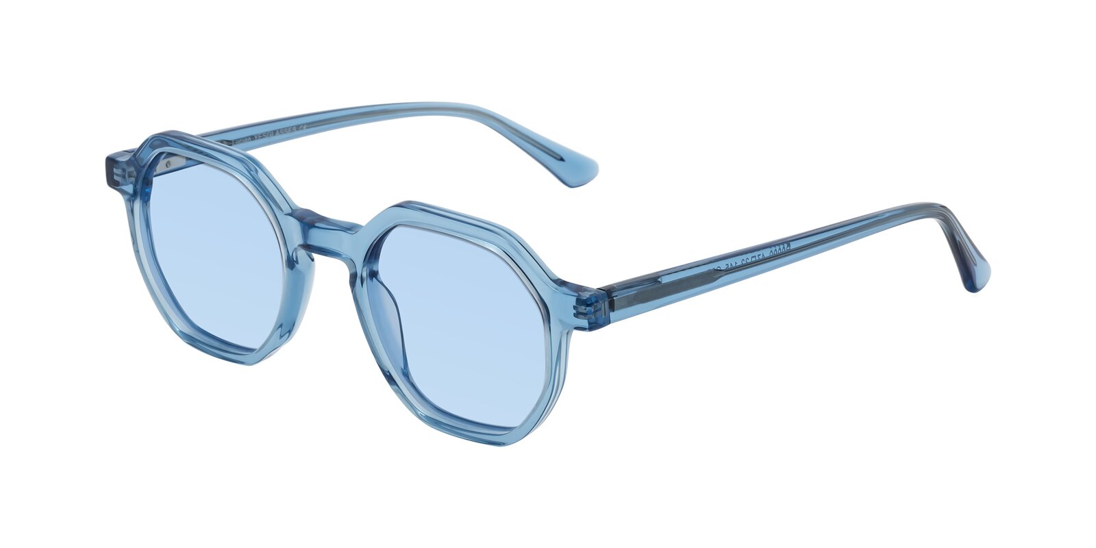 Sky Blue Hipster Acetate Geometric Tinted Sunglasses with Light Blue ...