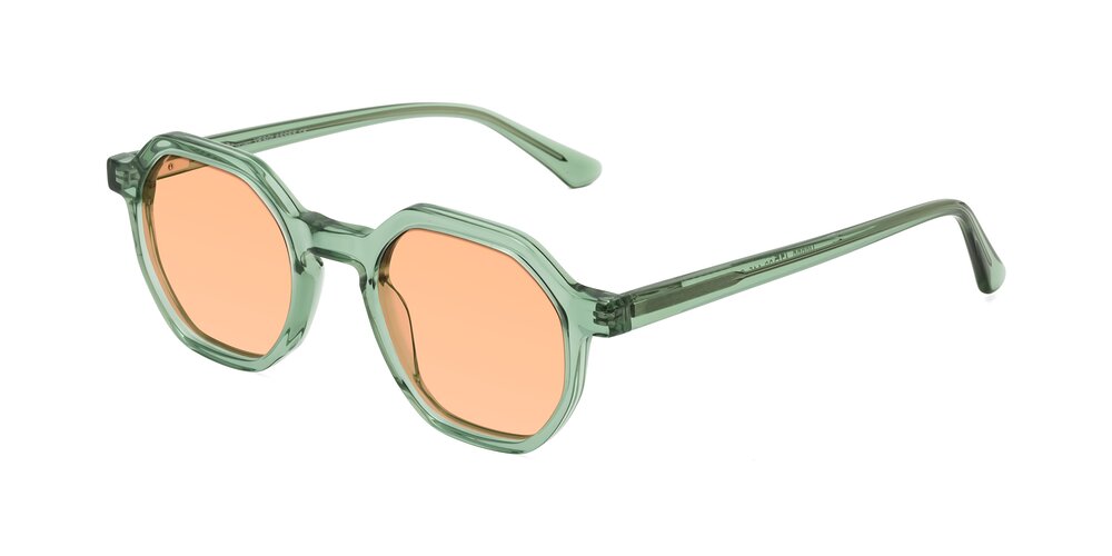 Light Green Hipster Acetate Geometric Tinted Sunglasses with Light ...