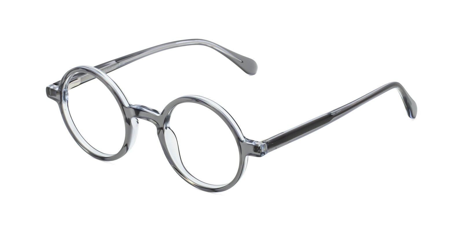 Transparent Gray Retro-Vintage Acetate Round Eyeglasses - Juno