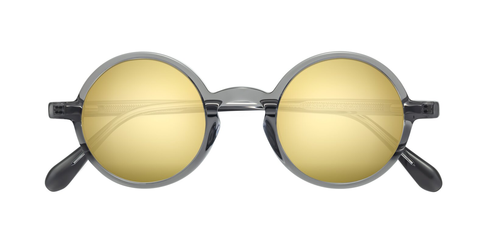 Transparent Gray Retro-Vintage Acetate Round Mirrored Sunglasses with ...