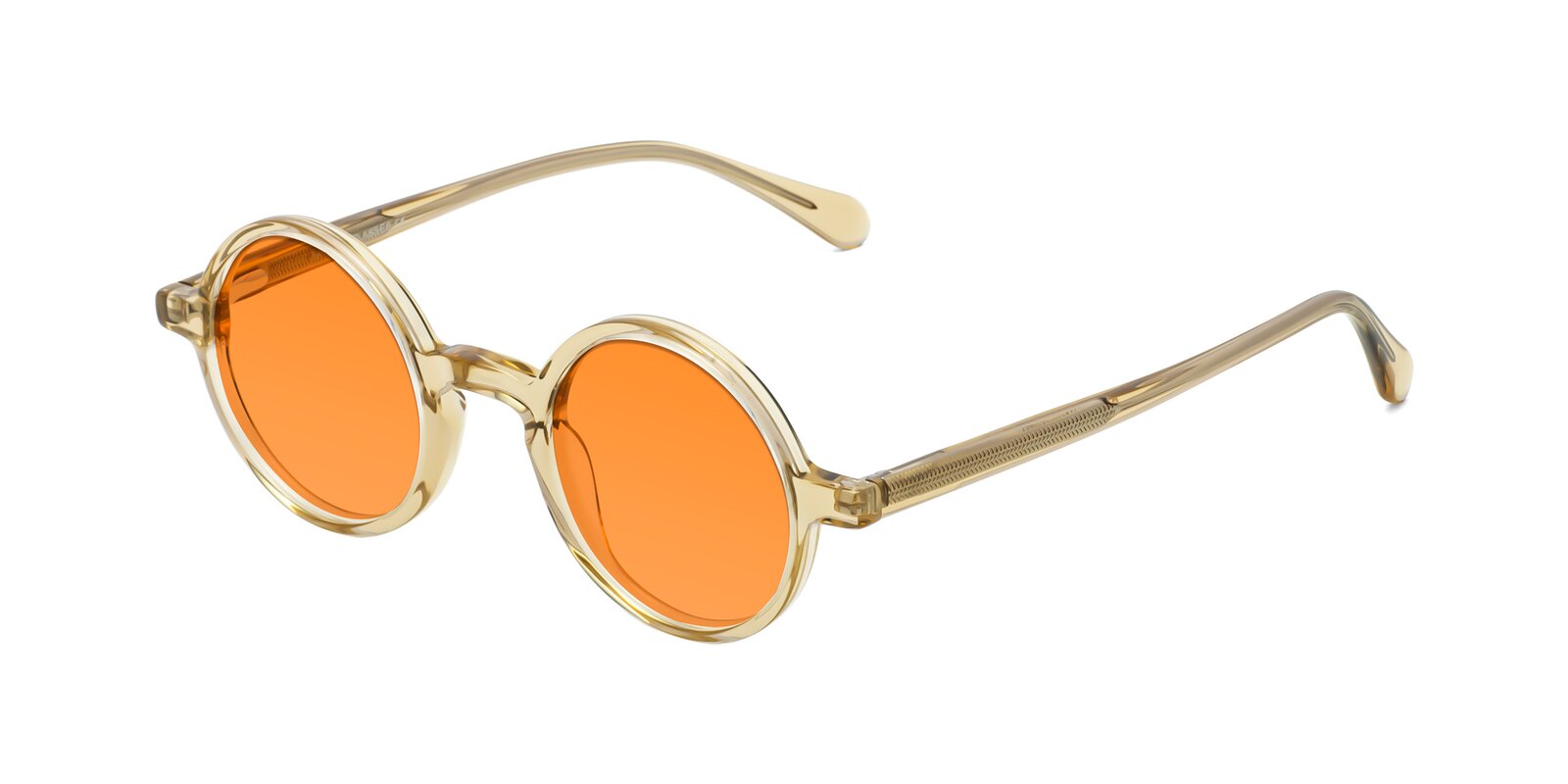 Amber Retro-Vintage Acetate Round Tinted Sunglasses with Orange Sunwear ...