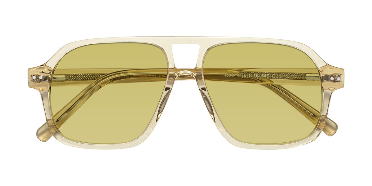 Amber Grandpa Oversized Aviator Tinted Sunglasses with Medium Champagne ...