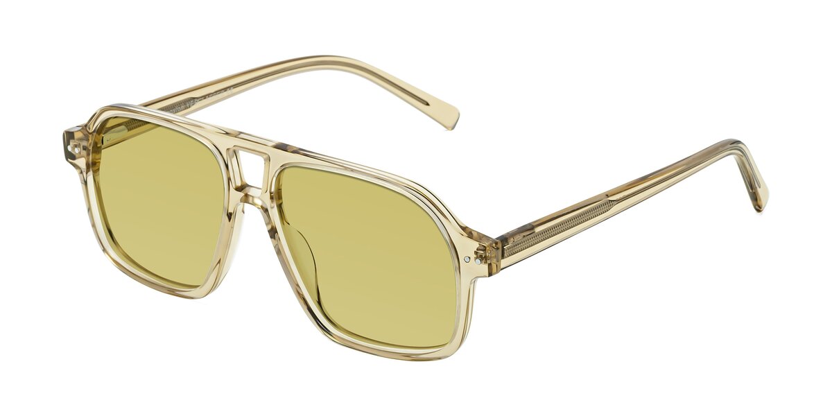 Amber Grandpa Oversized Aviator Tinted Sunglasses with Medium Champagne ...
