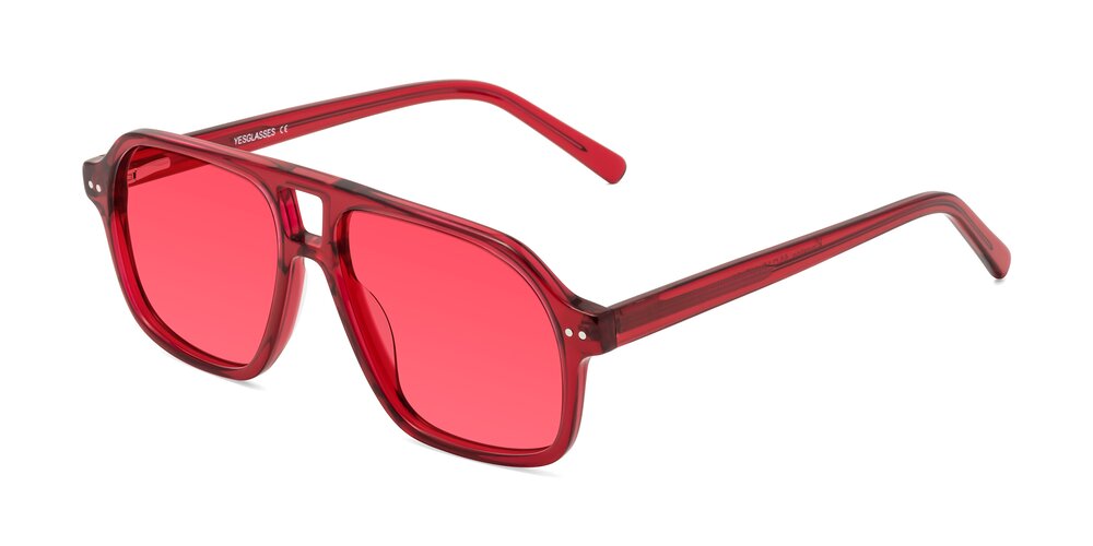 Wine Grandpa Oversized Aviator Tinted Sunglasses with Red Sunwear ...