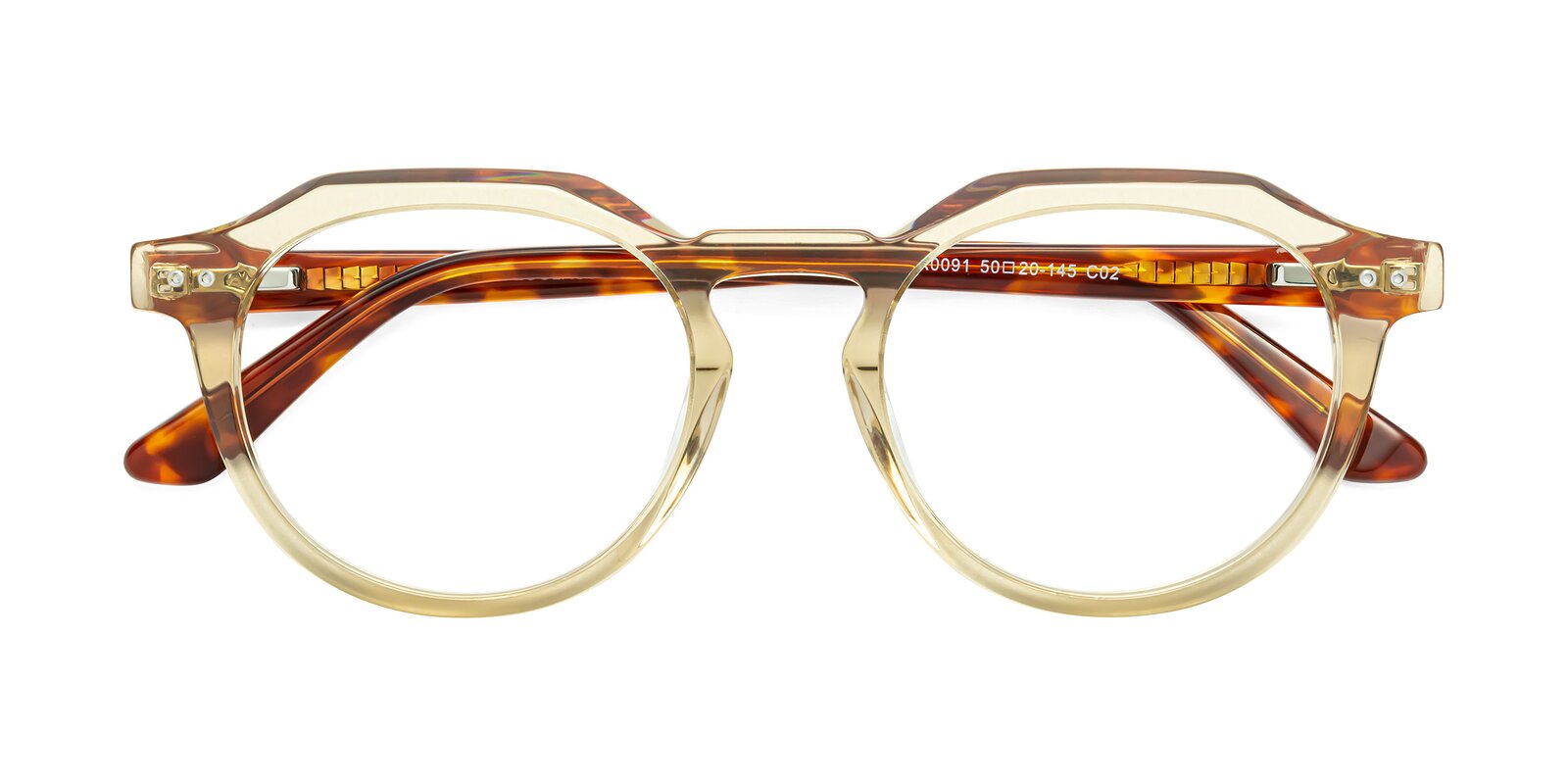 Amber/Tortoise Keyhole Bridge Acetate Geometric Eyeglasses - Dyson